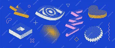 Premium Vector Bitmap Pixelated Shape Set Dither Halftone Geometric Object Collection Eye
