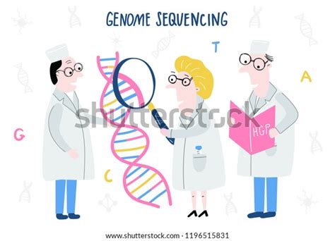 Scientist Exploring Dna Structure Hand Drawn Stock Vector Royalty Free