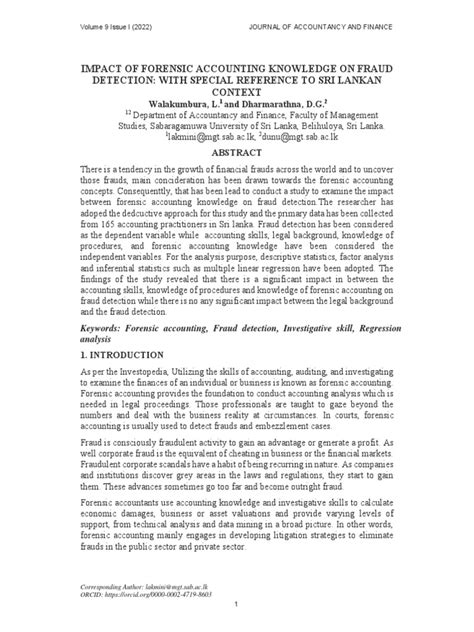 Impact Of Forensic Accounting Knowledge On Fraud Detection With Special
