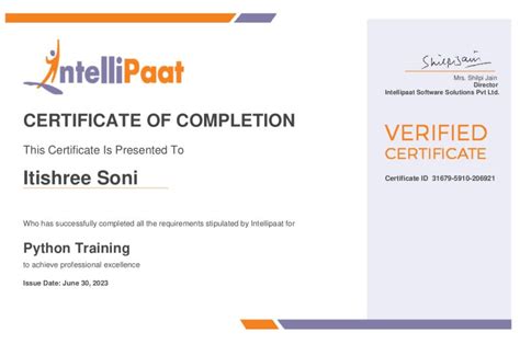 Itishree Soni On Linkedin Pythoncertified Intellipaat Pythontraining Certification