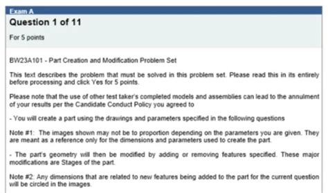 Exam A Question 1 Of 11 For 5 Points Bw23a101 Part Creation And Modification Problem Set This