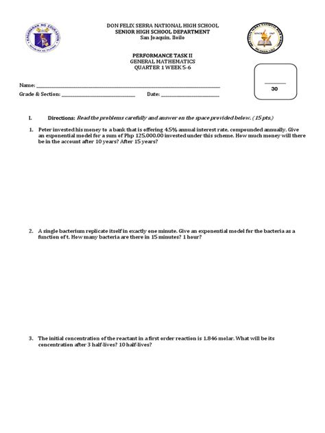 General Mathematics Performance Task Q1 W5 W6 Pdf General Mathematics Performance Task Q1 W5 W6 Pdf
