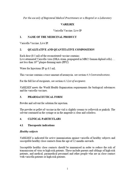 Varilrix Pdf Vaccines Vaccination