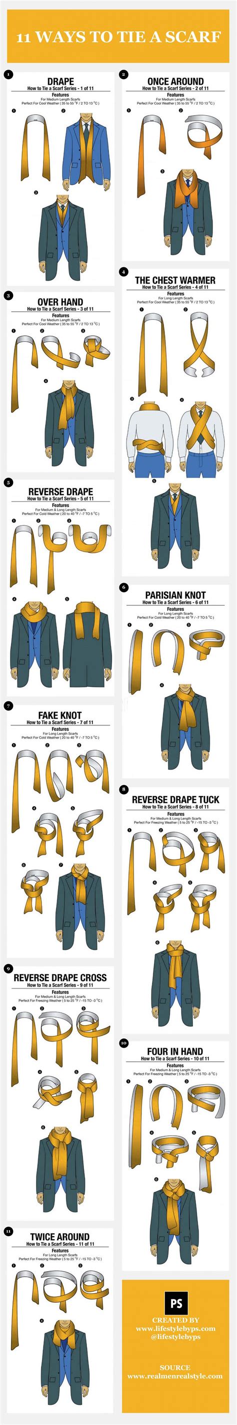 11 Simple Ways To Tie A Scarf Mens Fashion How To Wear Scarves