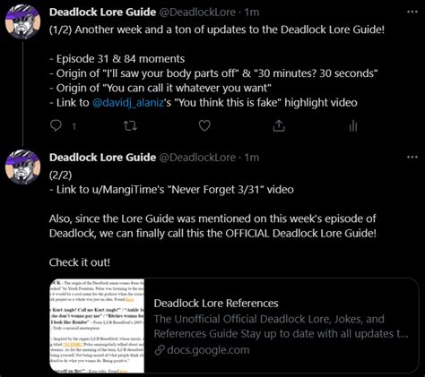 Another Week And A Ton Of Updates To The Deadlock Lore Guide Thank You