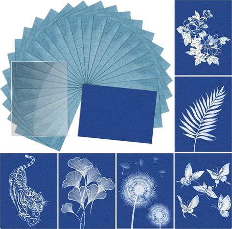 Sun Print Paper Kit Cyanotype Paper 24 Sheets Cyanotype Papers With 1
