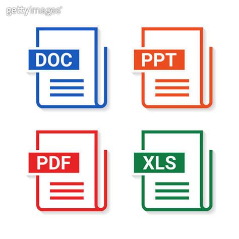 Set Of File Type Format And Extension Of Documents Doc Ppt Pdf And