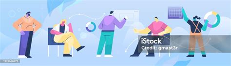 믹스 레이스 사업가 그룹 발표 재무 그래프 팀워크 프리젠 테이션 개념 전체 길이 수평 벡터 일러스트 남자 사업가에 대한 스톡 벡터 아트 및 기타 이미지 Istock