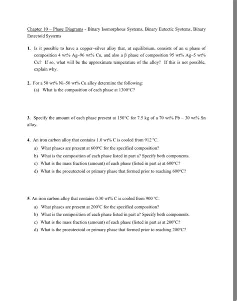Solved 10 Phase Binary Isomorphous Systems Binary Eutectic