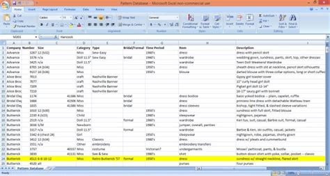 Sewing Pattern Inventory Database