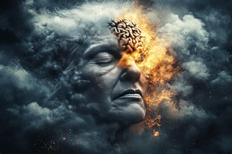 Abstract 3d Rendering Of A Human Face Disintegrating Into Particles Symbolizing The Fragility Of