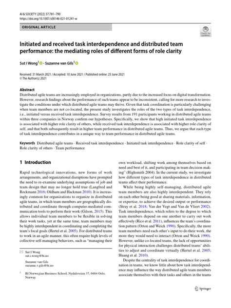 initiated and received task interdependence and distributed team