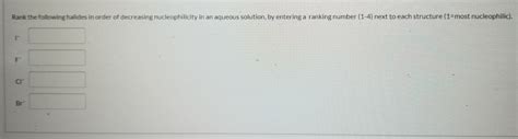 Solved Rank the following alkyl bromides in order of | Chegg.com