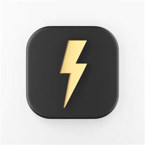 premium photo golden lightning icon 3d rendering black square key button interface ui ux