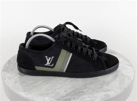 Men S LOUIS VUITTON LV Logo Black Suede Cotton Sneake Gem