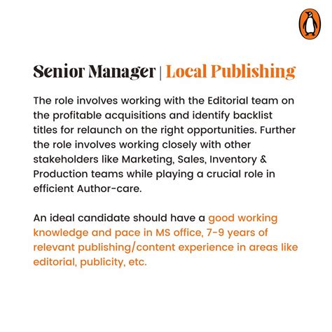 Penguin Random House India Is Looking For A Senior Manager Local