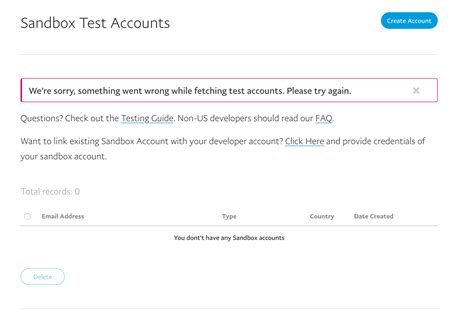 paypal cannot create payal sandbox account and rest api app suddenly