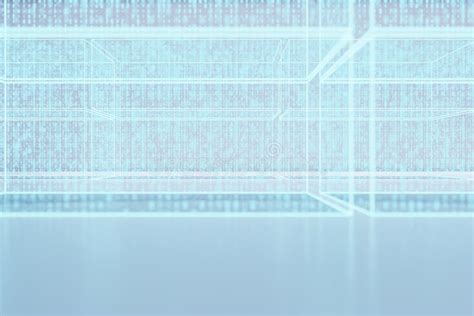 creative glowing cyber binary code room technology and matrix concept stock illustration