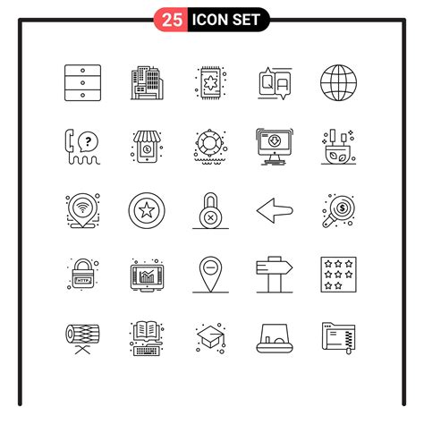 25 Thematic Vector Lines And Editable Symbols Of Web Earth Furniture Message Comment Editable