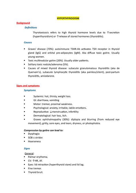 Hyperthyroidism Lecture Notes 4 Hyperthyroidism Background