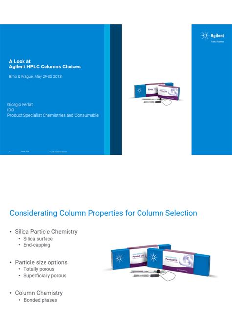 A Look At Agilent Hplc Columns Choices G Ferlat Agilent Pdf High Performance Liquid