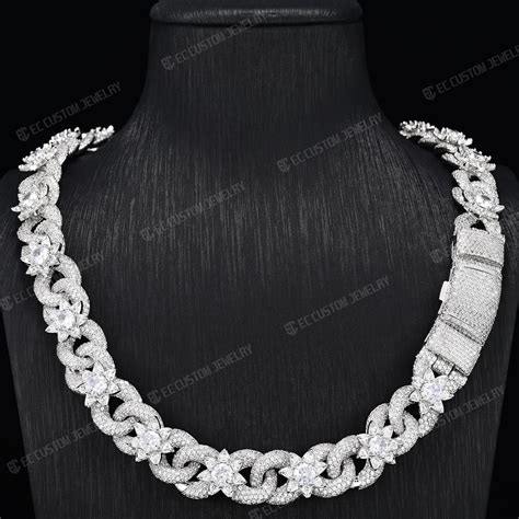 15mm Cuban Diamond Chain Iced Out Moissanite Necklace Rapper Ec