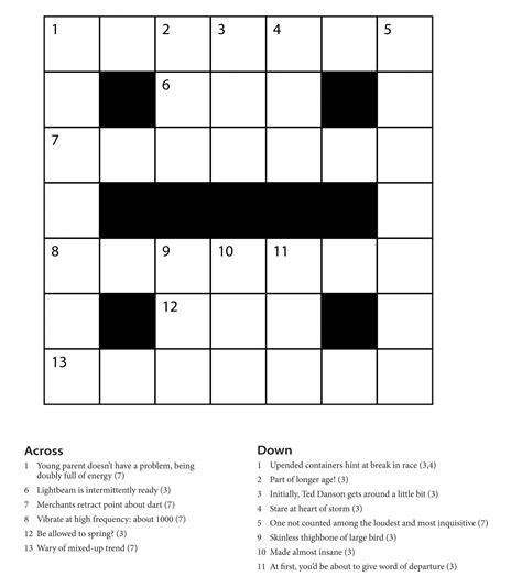 Easy Printable Crossword Puzzles For Teens