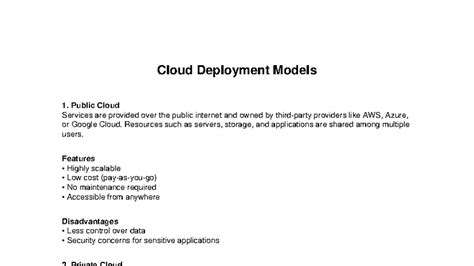 Cloud Deployment Models Overview And Key Features Studocu