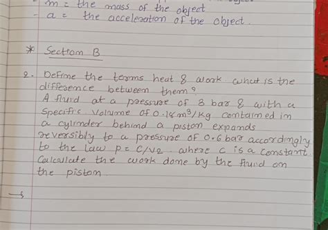 M The Mass Of The Object A The Acceleration Of The Object Section B
