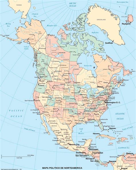 Mapas De Norteamerica Subcontinente De America