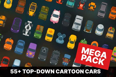Top Down Cartoon Cars Pack 2d Vehicle Sprites Racing Game Assets By Babkagd