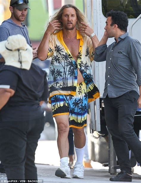 Matthew Mcconaughey Sports Shaggy Locks Filming The Beach Bum In Miami