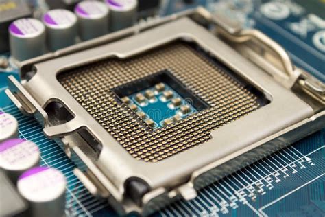 Cpu On The Socket Of The Computer Motherboard Stock Photo Image Of Processor Engineer
