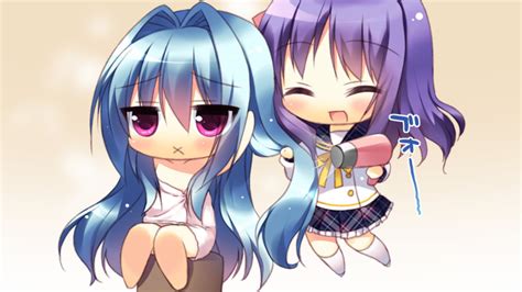 Safebooru 2girls Blue Hair Closed Eyes Game Cg Long Hair Luluna