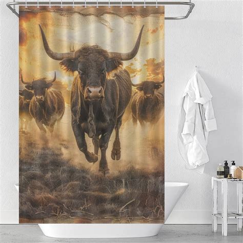 Wild West Tribute Bull Shower Curtain Cottoncat