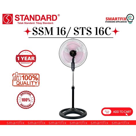 Standard Electric Fan Stand Fan 16 Thick Blade Black Version Ssm 16