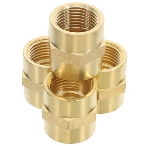 Hytrove 4pcs Brass Pipe Fitting Golden Hexagonal Air Hose Coupler For Hvac Systems Oil