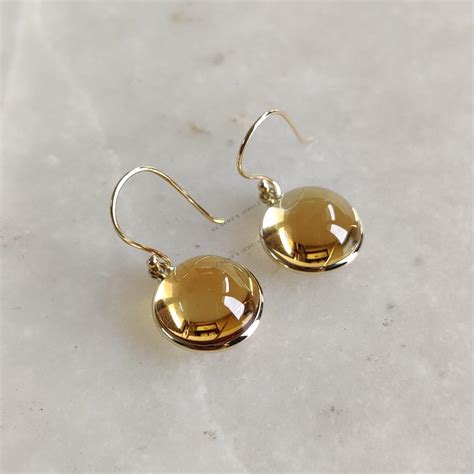 14k Solid Gold Natural Citrine Drop Earrings November Birthstone Etsy