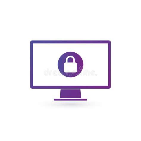 Security Computer Lock In Circle Icon Password Protected Data Concept Vector Illustration