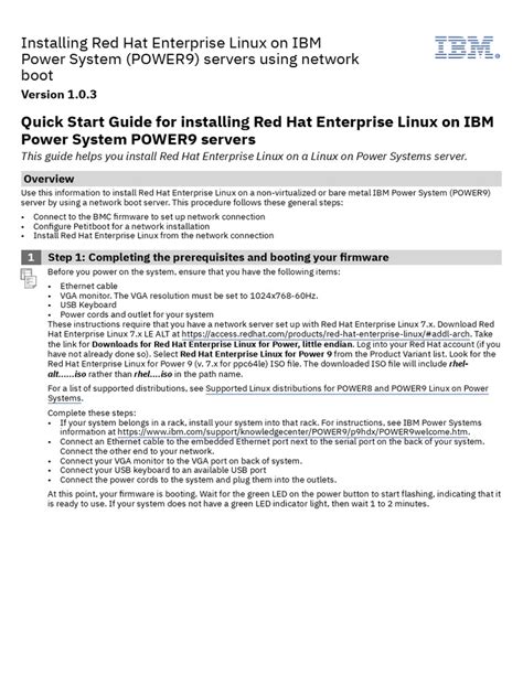 quick start guide for installing red hat enterprise linux on ibm power