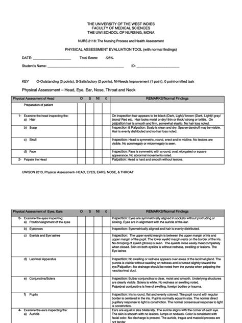 Heent Exam Normal Findings Guide Pdf Human Nose Tongue