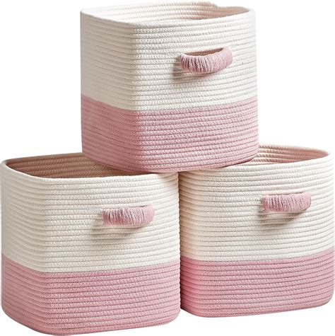 R Runka Storage Cube Baskets For Organizing 11 Inch 3 Pack Square Baskets For Cube Storage