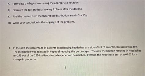 Solved A Formulate The Hypotheses Using The Appropriate