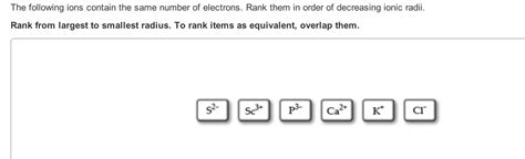 Solved The Following Ions Contain The Same Number Of