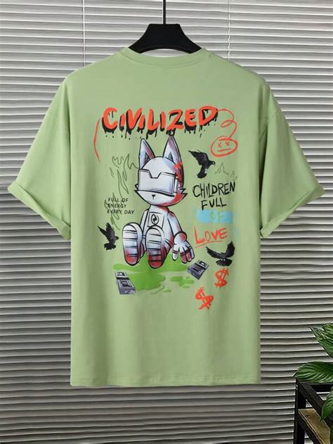 Manfinity Emrg Men Cartoon And Letter Graphic Tee Shein Usa