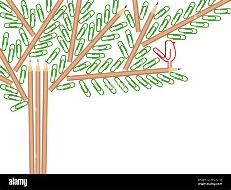 Office Tree Vector Illustration Of A Tree Comprised By Pencils And