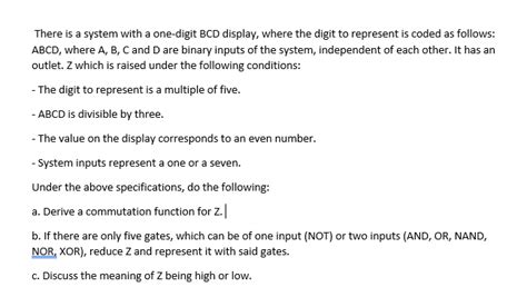 Solved There Is A System With A One Digit BCD Display Where Chegg Com
