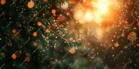 Premium Photo Blurry Pine Tree With Lights In Background Generative Ai