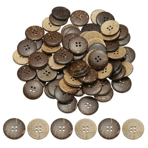 Natural Coconut Shell Buttons 4 Holes Wooden Buttons For Sewing Diy
