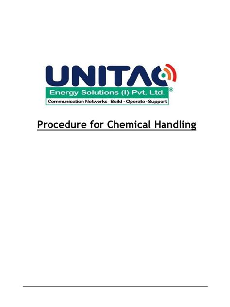 Chemical Handling Procedure Unitac Download Free Pdf Risk Hazards